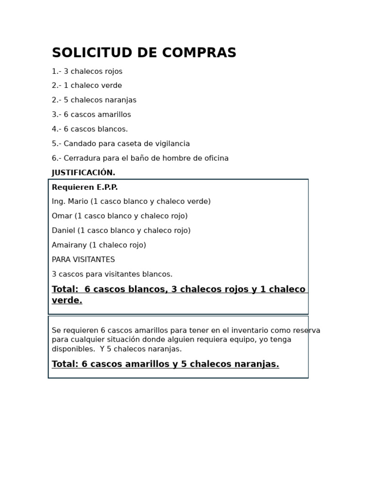 Solicitud de Compras | PDF