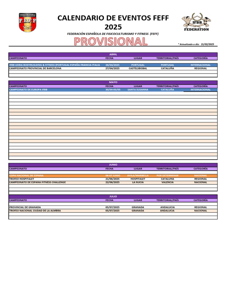 Calendario FEFF 2025 | PDF