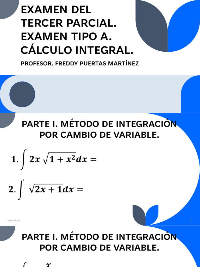 Examen de Cálculo Integral: Parcial 3 | PDF | Integral | Cálculo