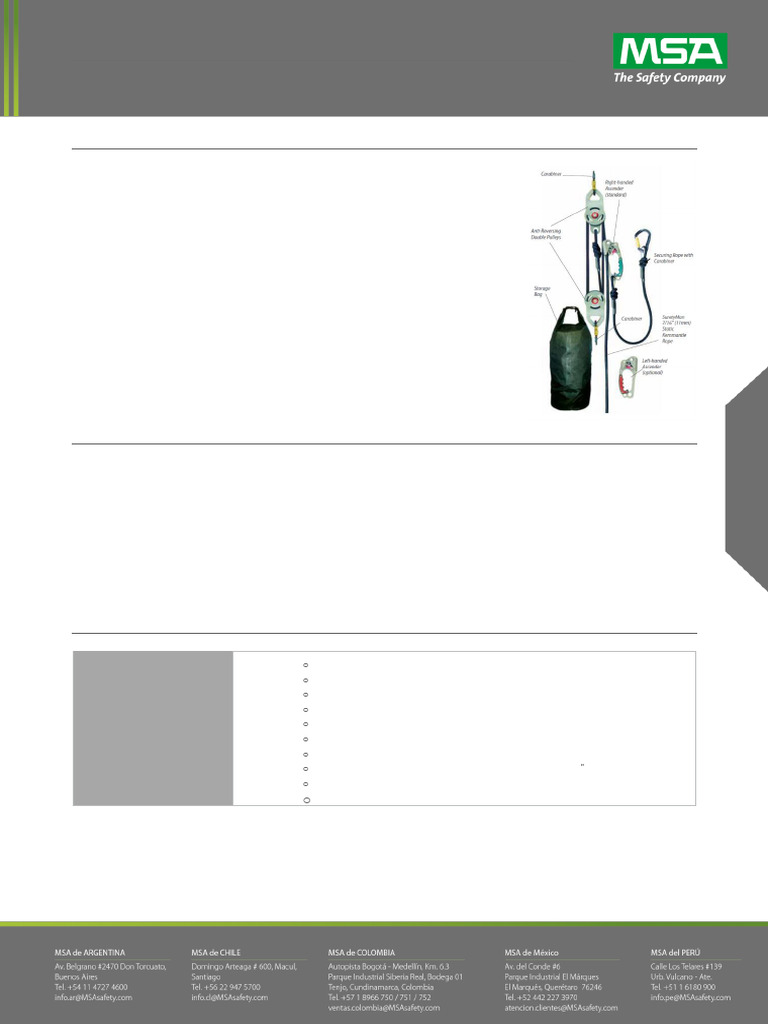 20 MSA Rescue-System-Suretyman Technical-Datasheet ES | PDF | Cuerda | Informática