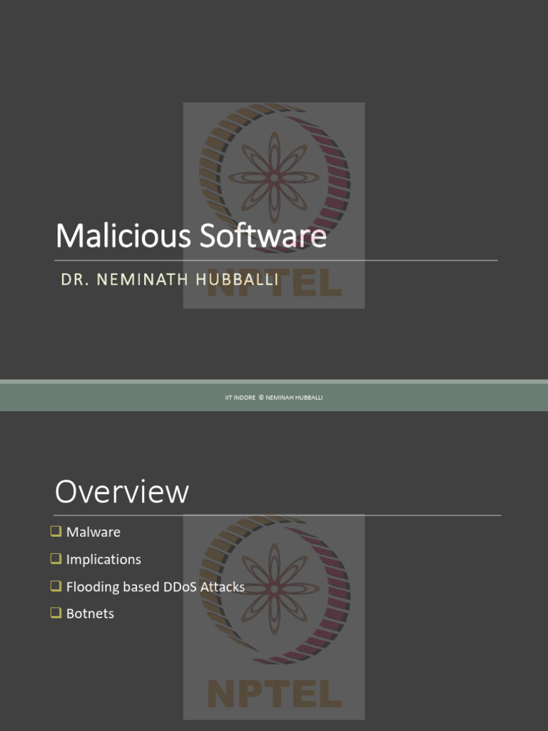 Lecture 2 - Malicious Software-NPTEL | PDF | Malware | Computer Virus
