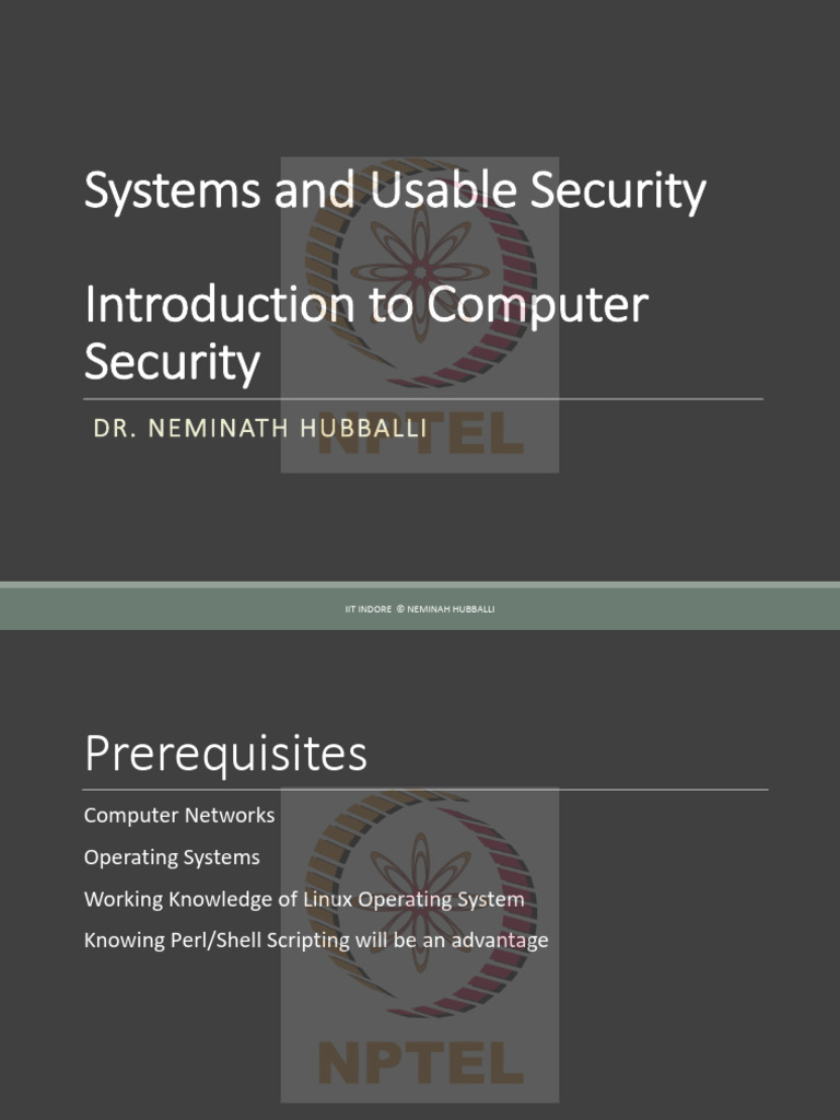 Lecture 1 Introduction NPTEL | PDF | Information Security | Security