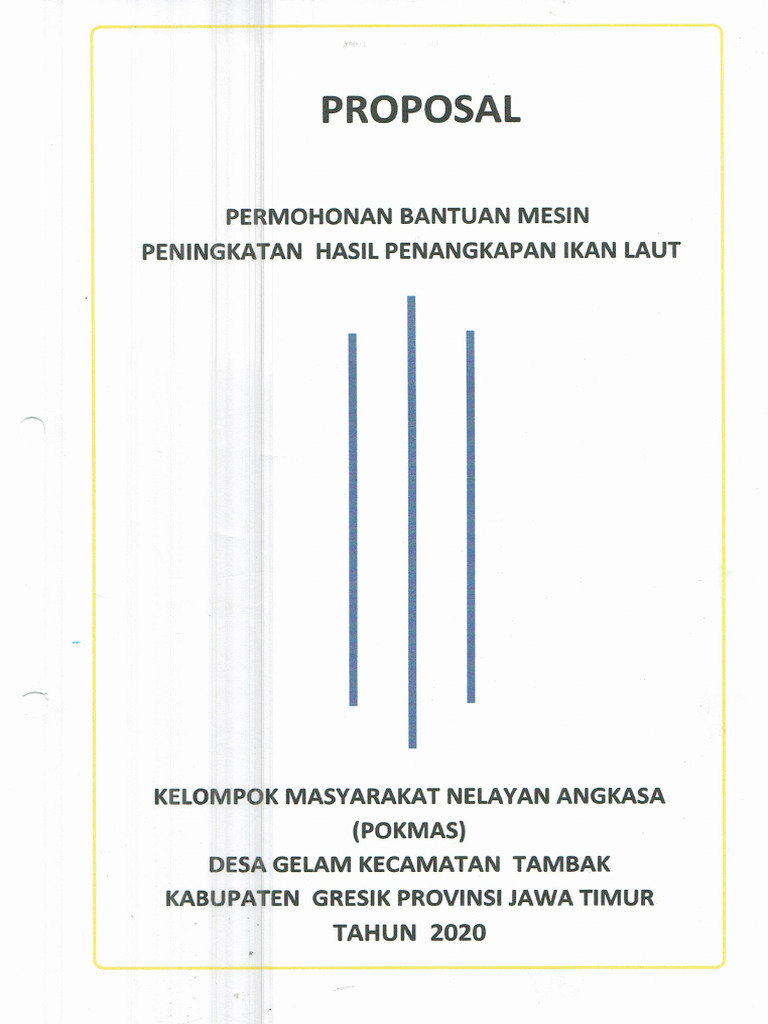 Proposal Permohonan Bantuan Mesin Pokmas Nelayan Angkasa | PDF