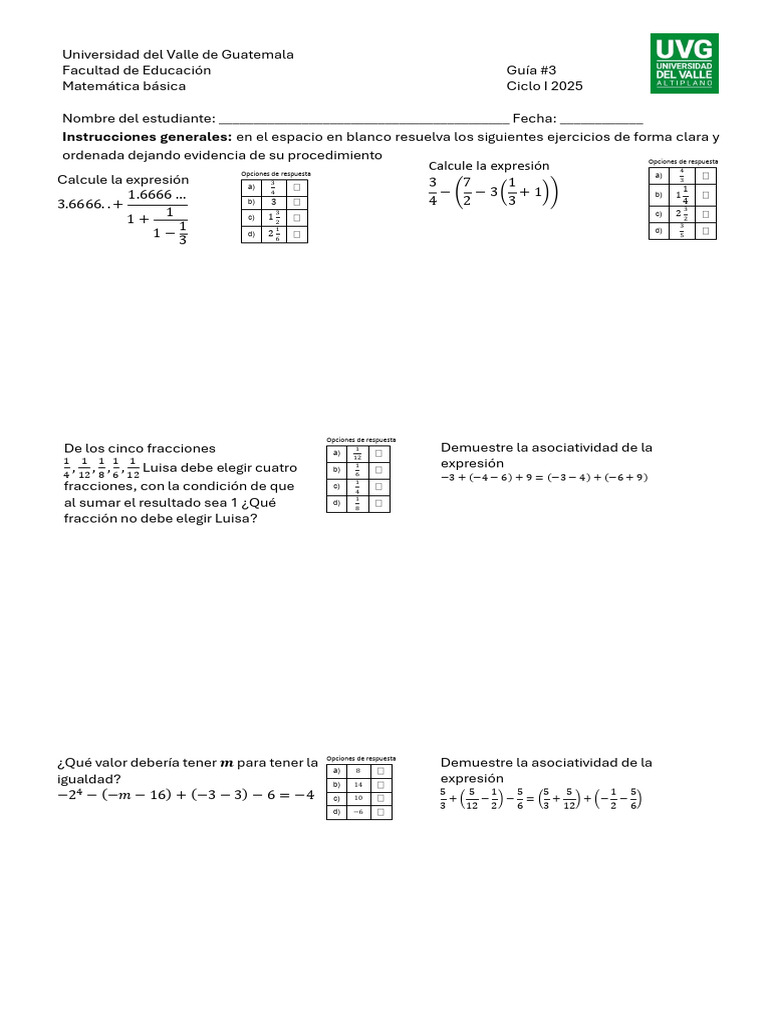 Guia 3 Matematica Basica | PDF | Matemáticas