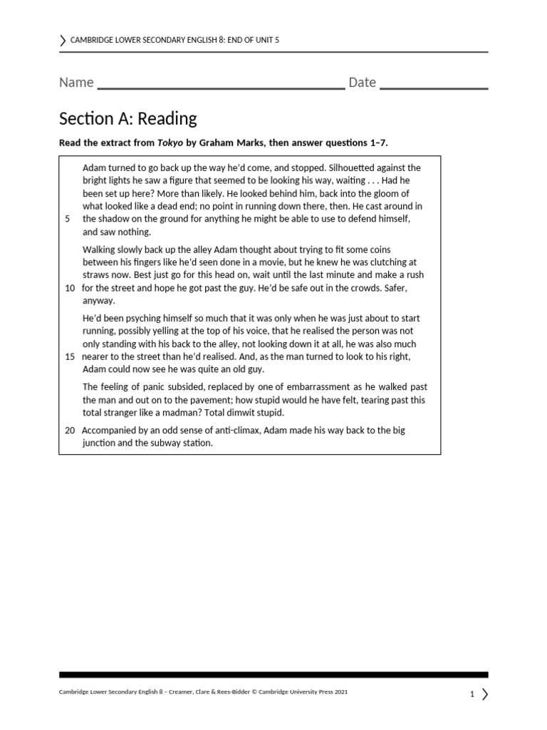 Reading Comprehension Practice Task Pdf