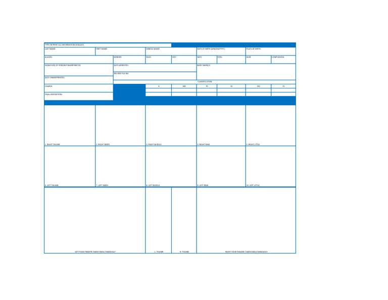 PNP Fingerprint Card Template | PDF