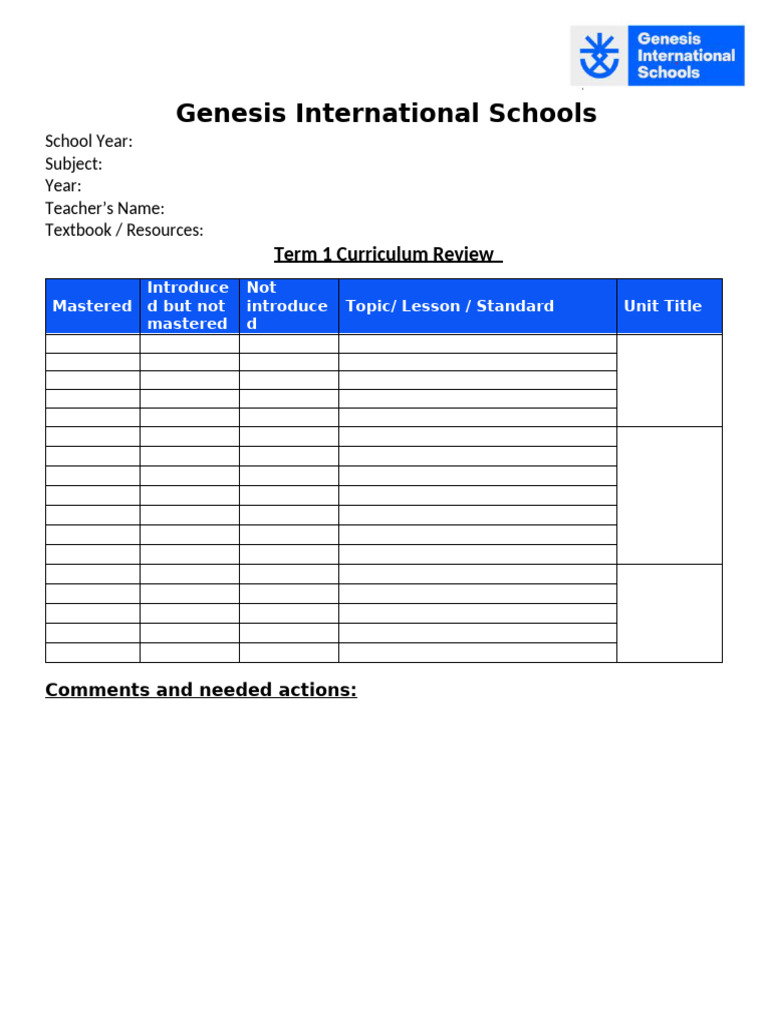 Curriculum Review Template 2025 (1) | PDF