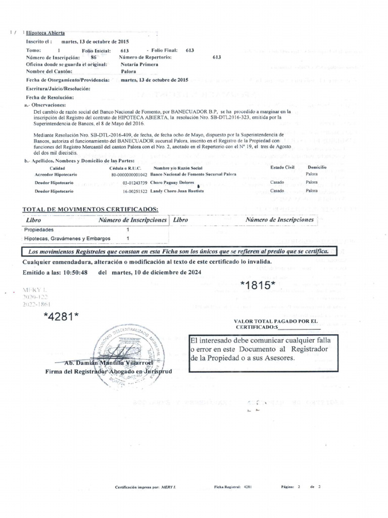 Registro de Laprop | PDF