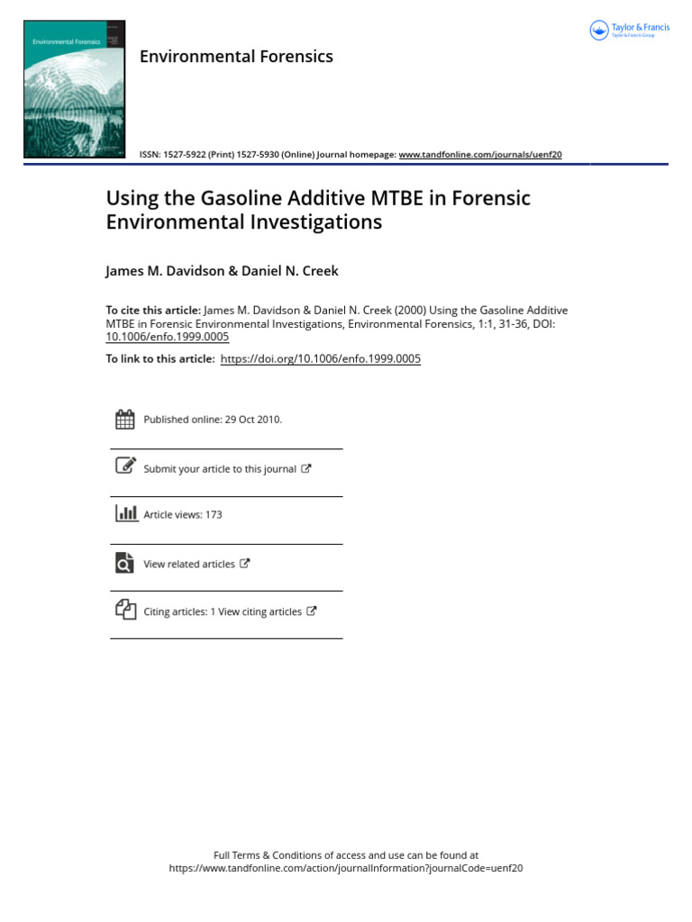 Using The Gasoline Additive MTBE in Forensic Environmental ...