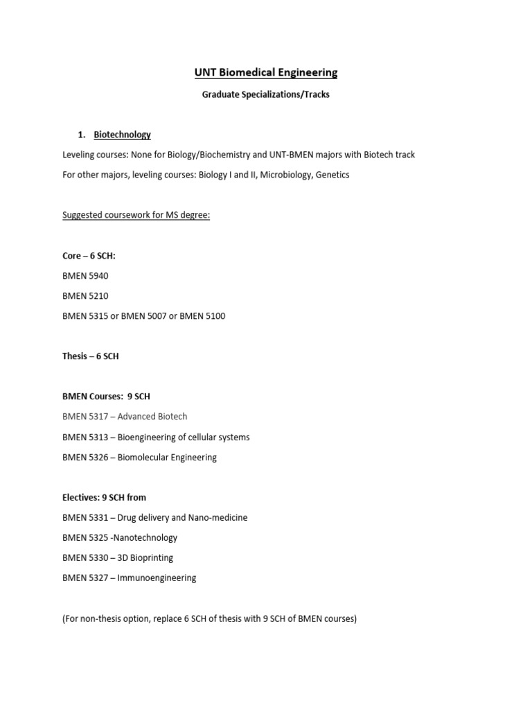 Graduate Specializations | PDF | Biomedical Engineering | Biotechnology