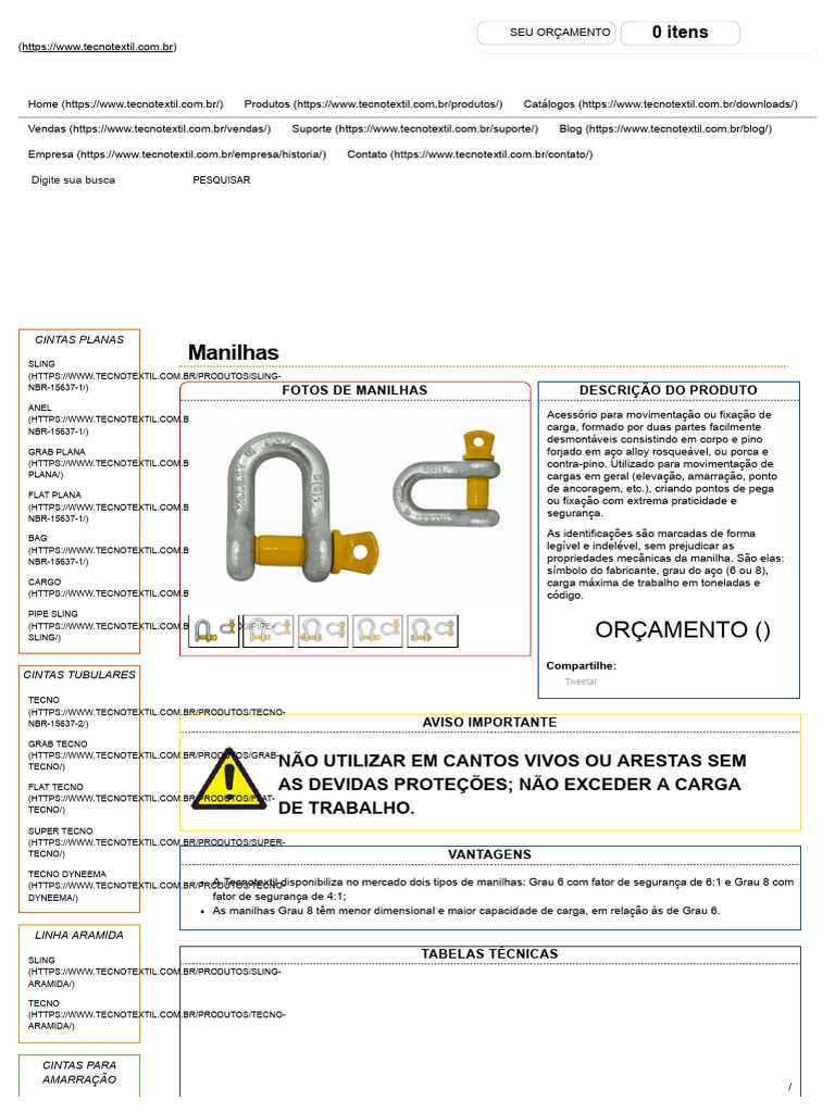 Catalogo Tecnotextil - Manilhas | PDF