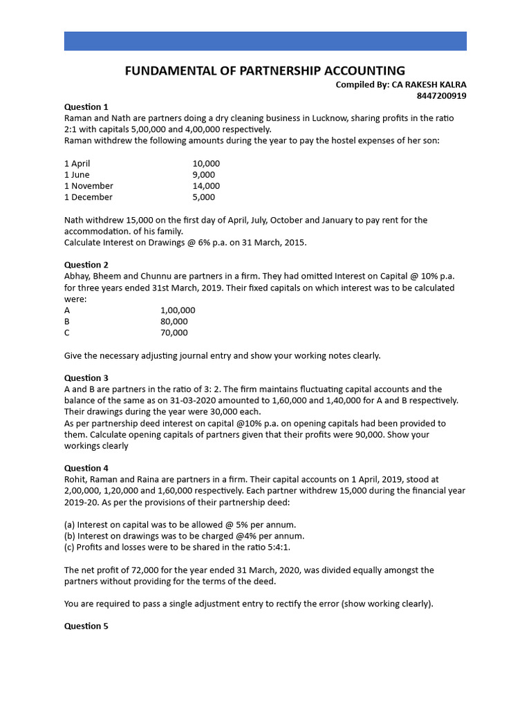 Partnership Accounting Fundamentals | PDF | Interest | Partnership