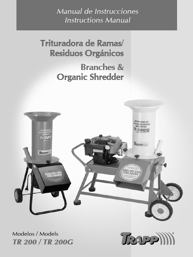 Manual de Uso TR 200 / TR 200G | PDF | Tornillo | Acelerador