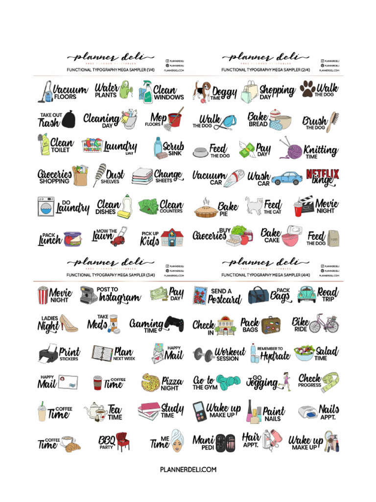 Planner Deli - Functional Typography Mega Sampler | PDF