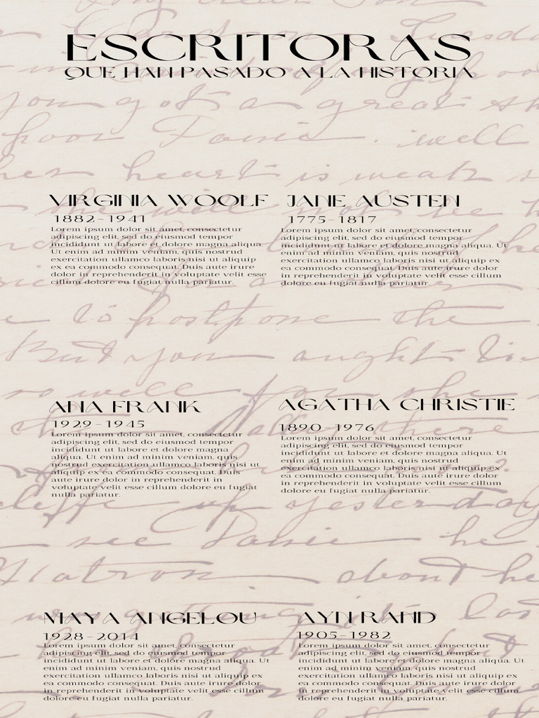 Infografía mujeres escritoras caligráfico beige | PDF