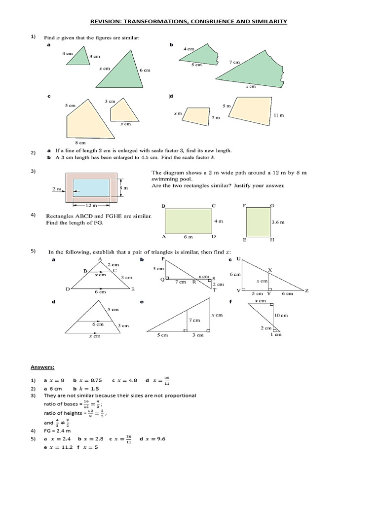 Similarity Exercises | PDF