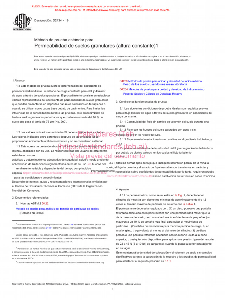 ASTM-D2434-19 Español | PDF | Densidad | Tierra