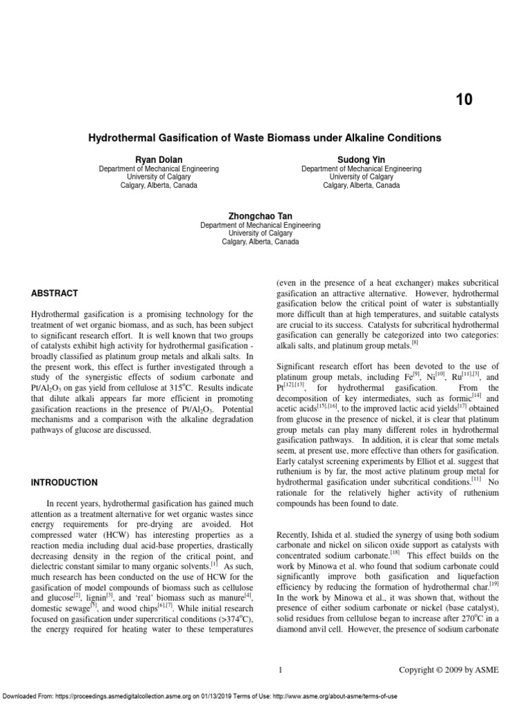 Hydrothermal Gasification of Waste Biomass Under Alkaline Conditions ...