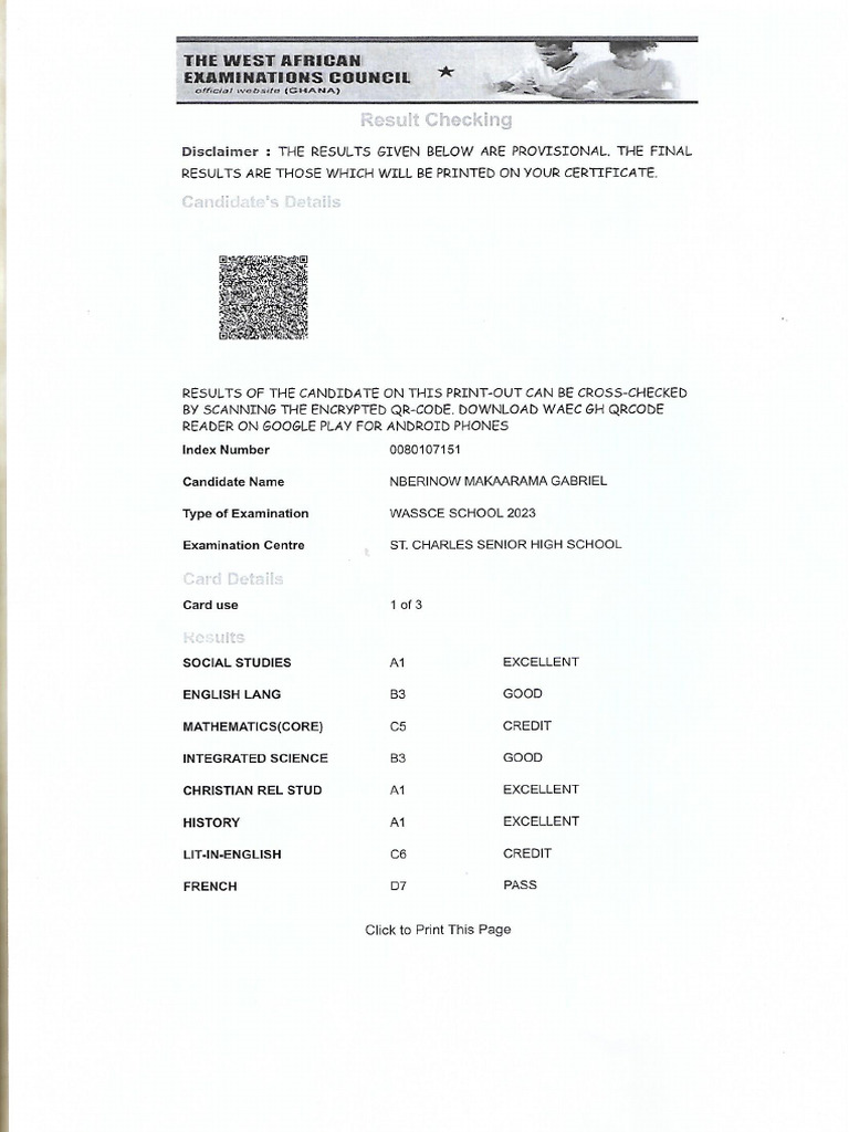 Gabriel's Results Slip | PDF