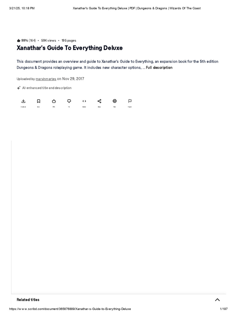 Xanathar's Guide To Everything Deluxe - PDF - Dungeons & Dragons ...