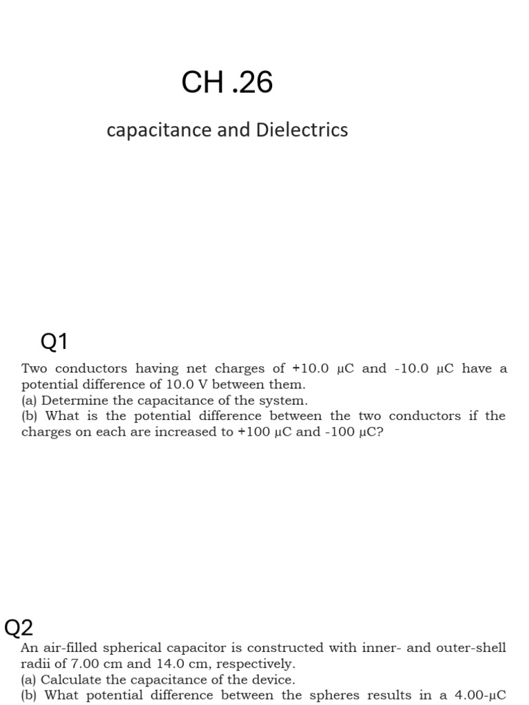 Tutorial (4) Capacitance and Dielectrics | PDF