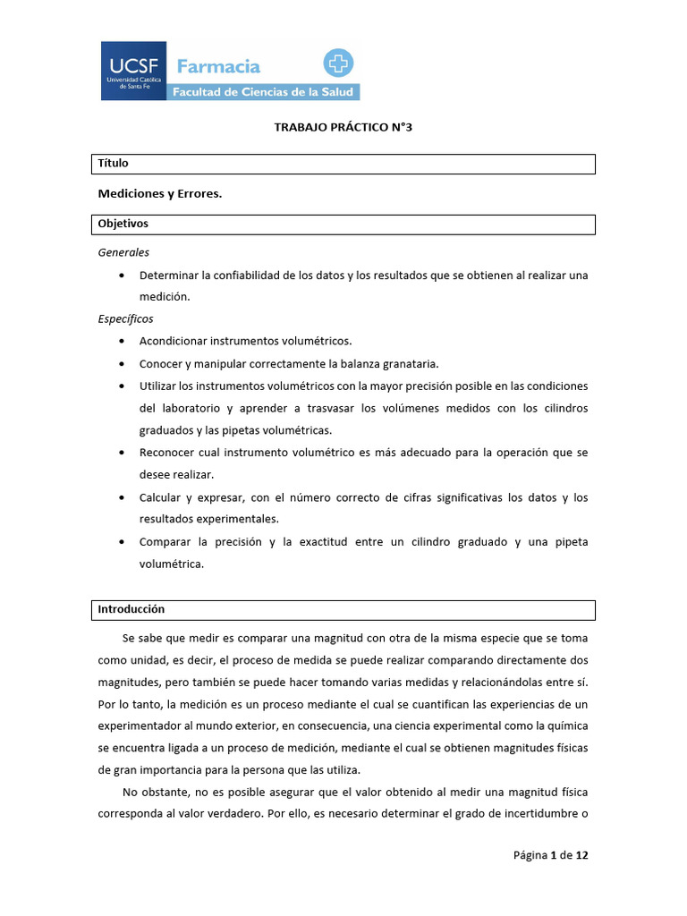 Guia TP Nº3_Mediciones y Errores | PDF | Medición | Exactitud y precisión