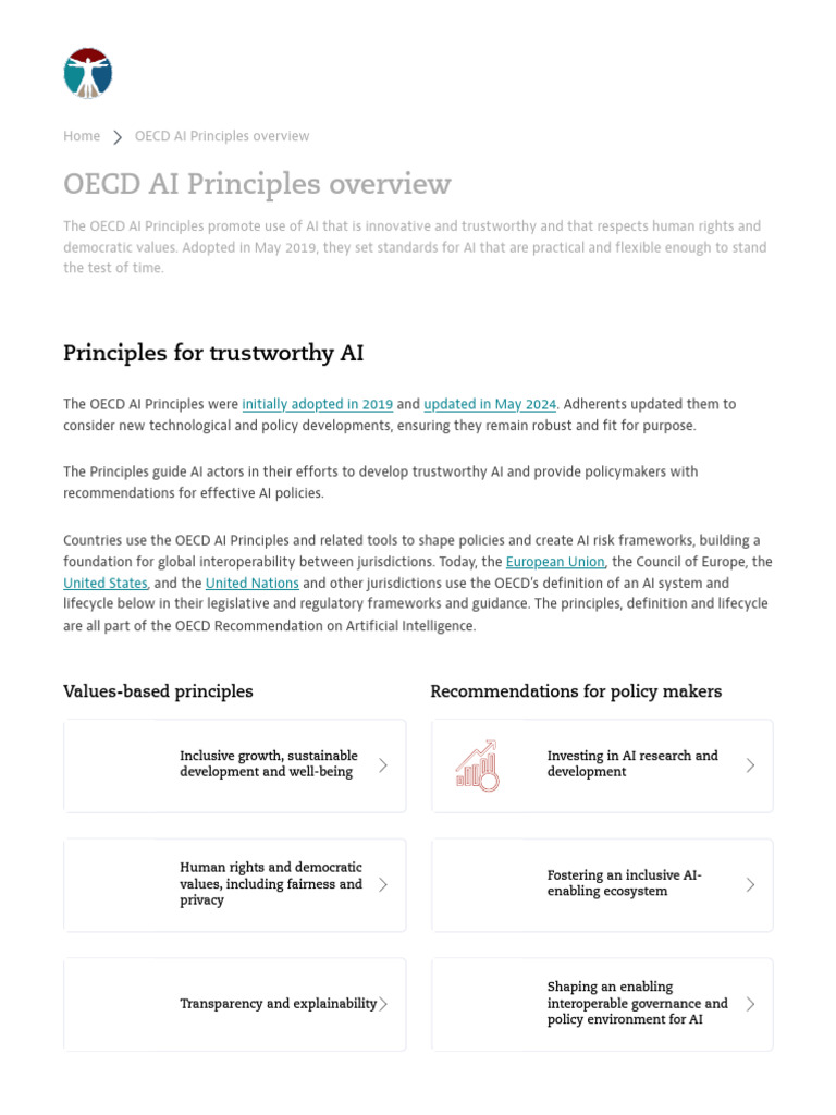 AI Principles Overview - OECD - Ai | PDF | Artificial Intelligence | Intelligence (AI) & Semantics