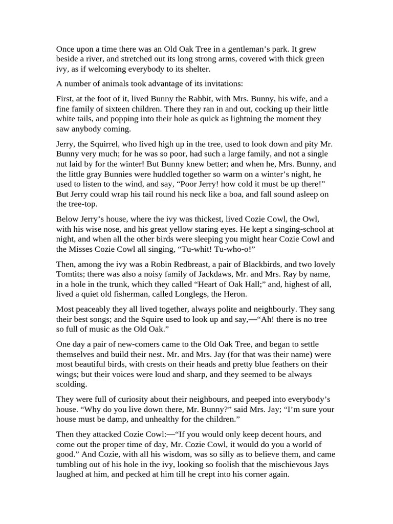 The Old Oak Tree: A Cautionary Tale | PDF