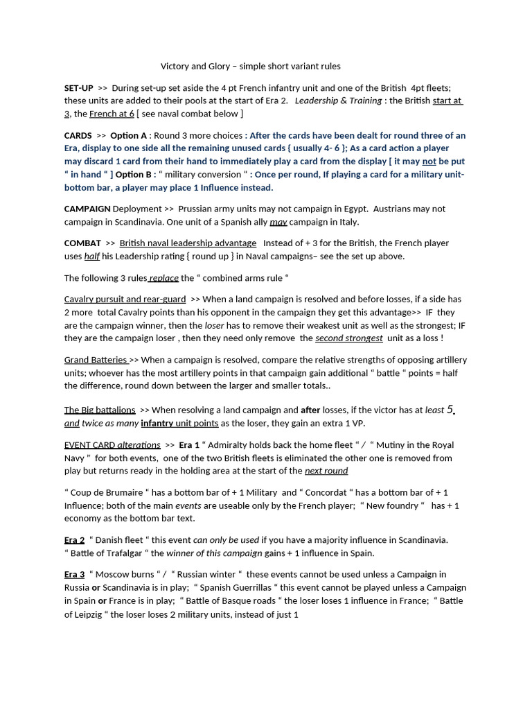 Victory and Glory variant rules | PDF | First French Empire | United ...