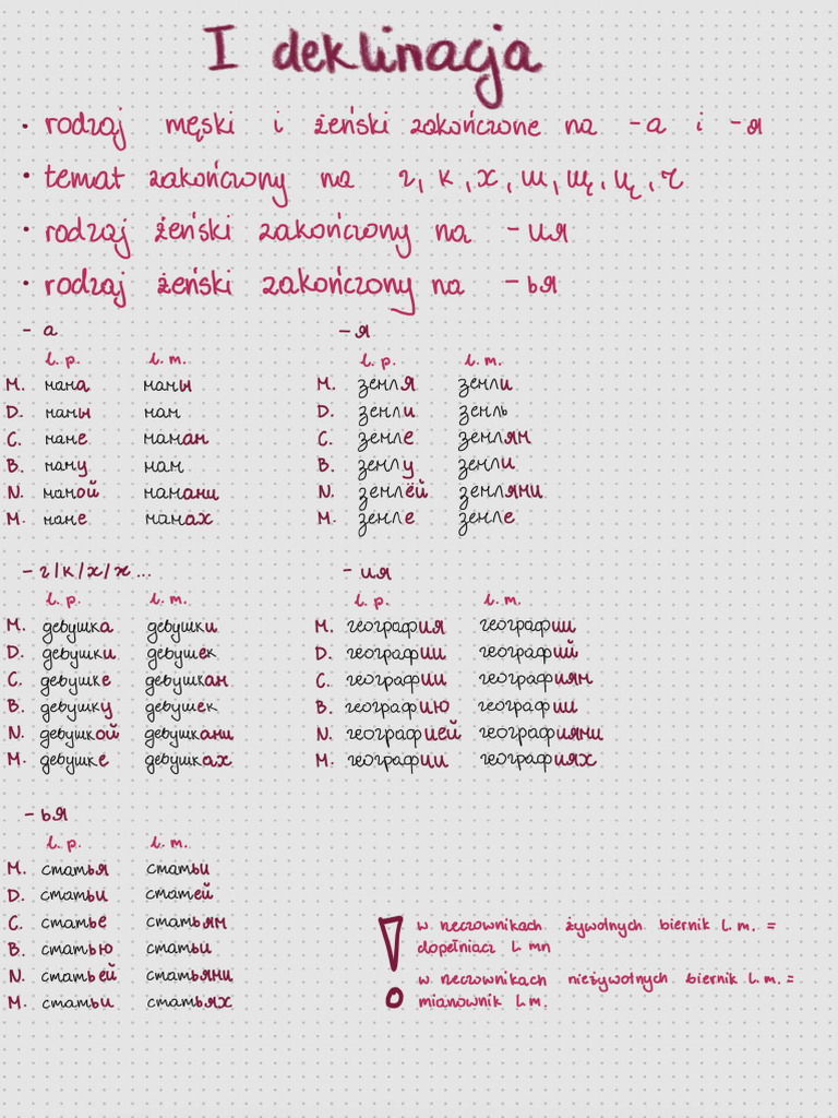 1 Deklinacja Rzeczownik Język Rosyjski Nauka Języka Rosyjskiego | PDF