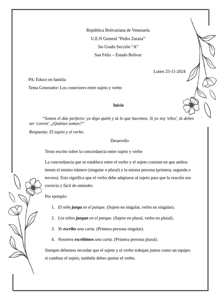 Los Conectores Entre Sujeto y Verbo | PDF