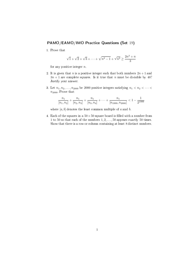 Olympiad Practice Questions Set 19 | PDF