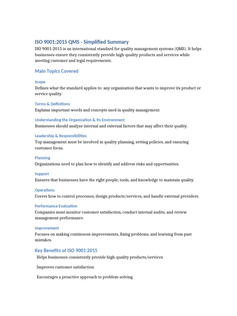 ISO 9001:2015 QMS Overview Guide | PDF