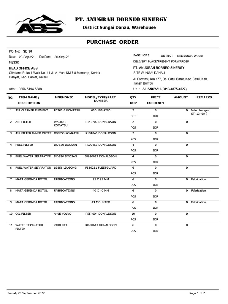 SDPO-30 Filter & Fabric 23.09.22 | PDF | Indonesian Rupiah | Indonesia
