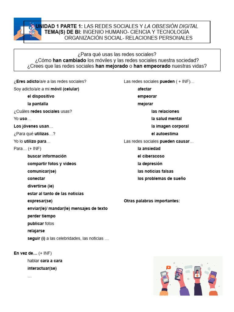 Unit Packet - Las Redes Sociales | PDF