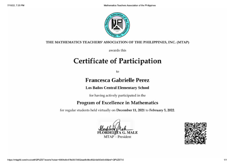 Certificate Mtap | PDF
