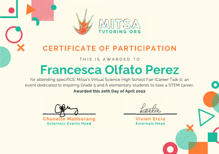 Certificate Mitsa (2) | PDF
