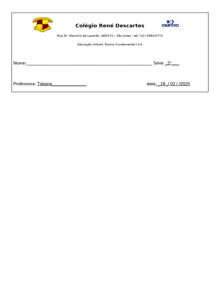 3 Colégio René Descartes Aluno Jorge 2° Ano Fund 1 | PDF