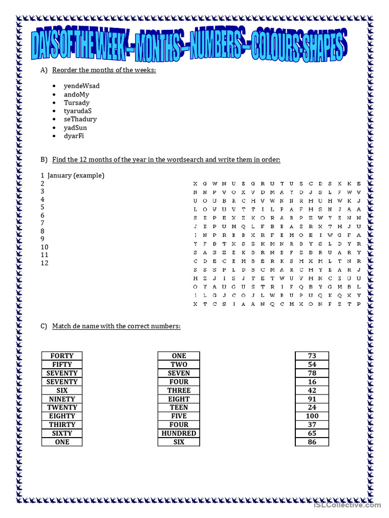 Months and Colours Activities | PDF