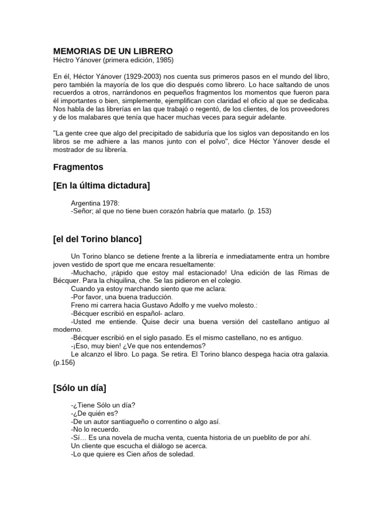 Memorias de Un Librero | PDF
