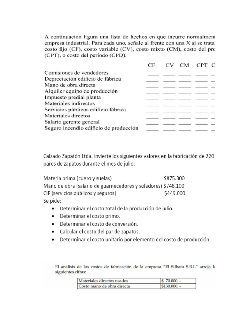 Taller Costos | PDF | Economias