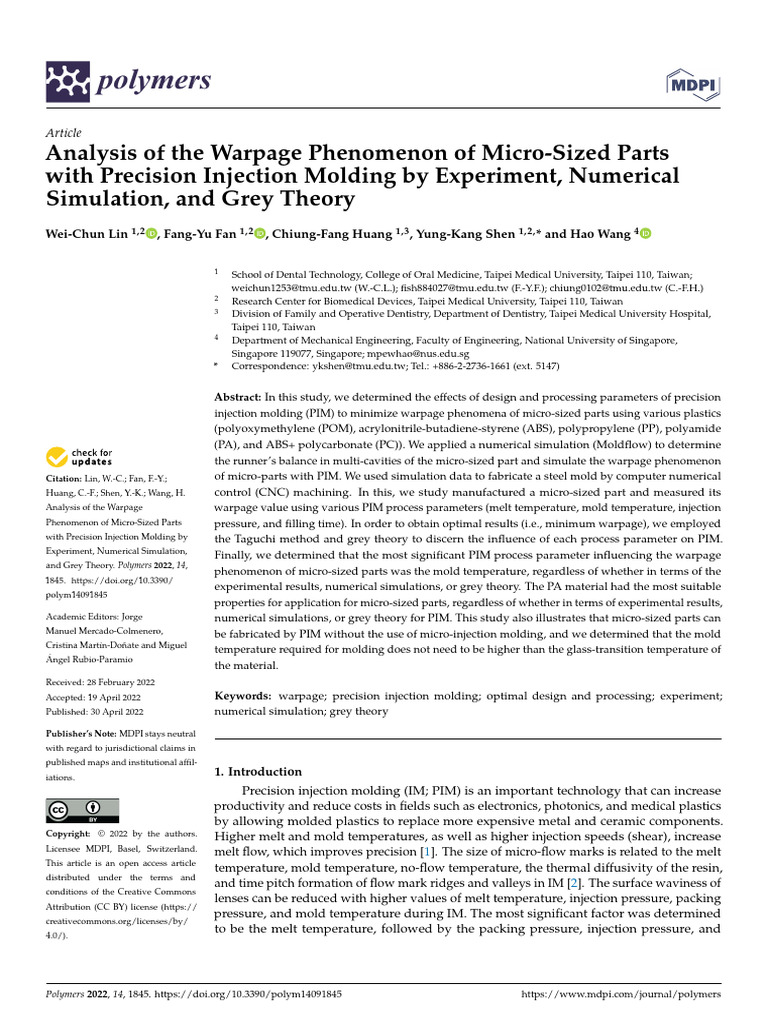 Analysis of The Warpage Phenomenon of Micro-Sized Parts With Precision ...