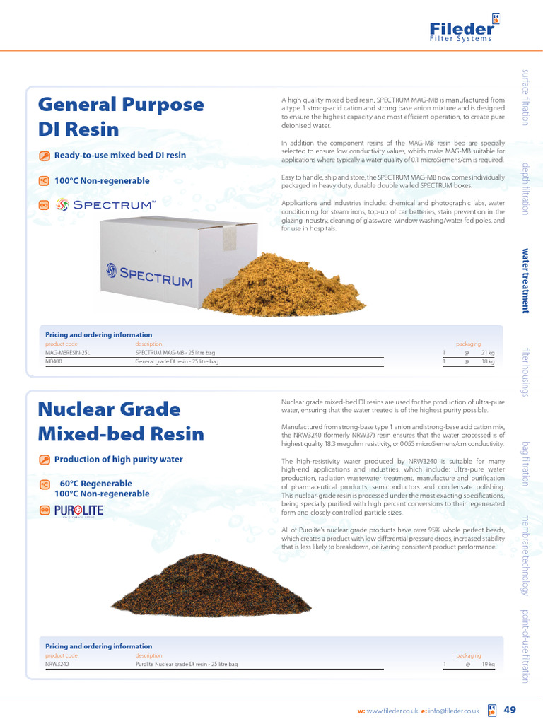Purolite NRW3240 Nuclear Grade Resin | PDF | Water | Secondary Sector ...