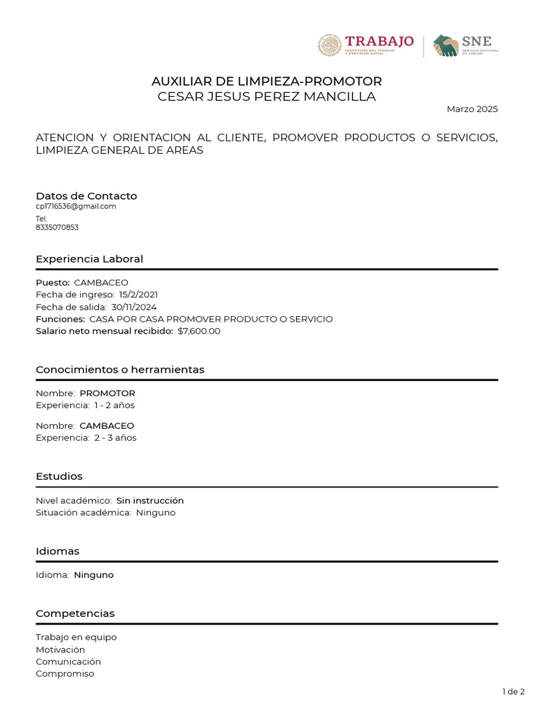 Promotor Tampico | PDF