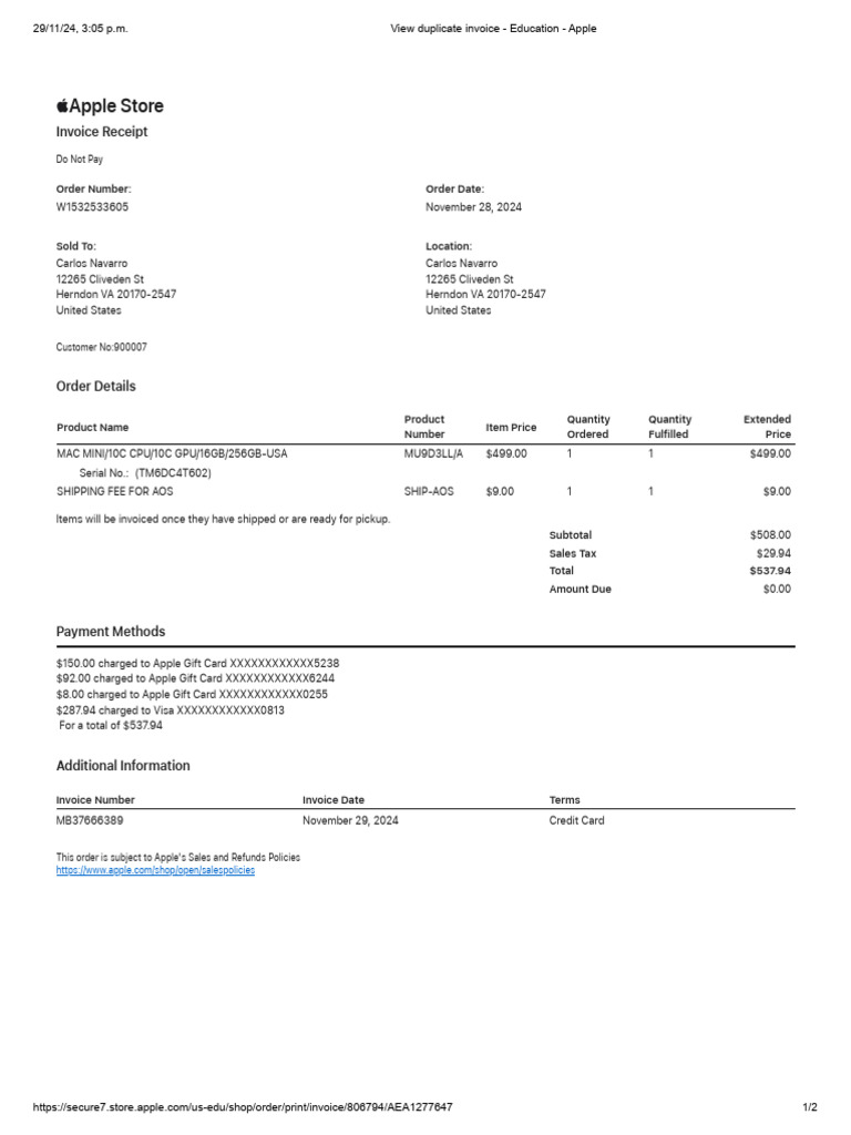 View duplicate invoice - macmini | PDF | Invoice | Receipt