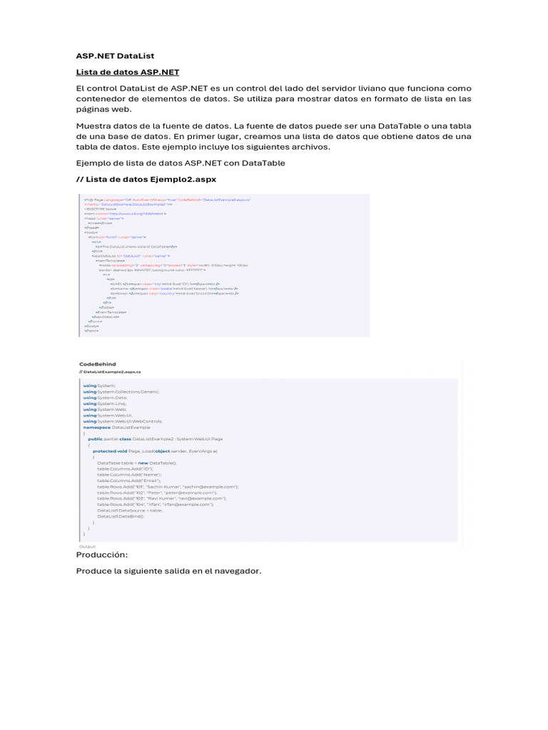 Control DataList en ASP.NET | PDF
