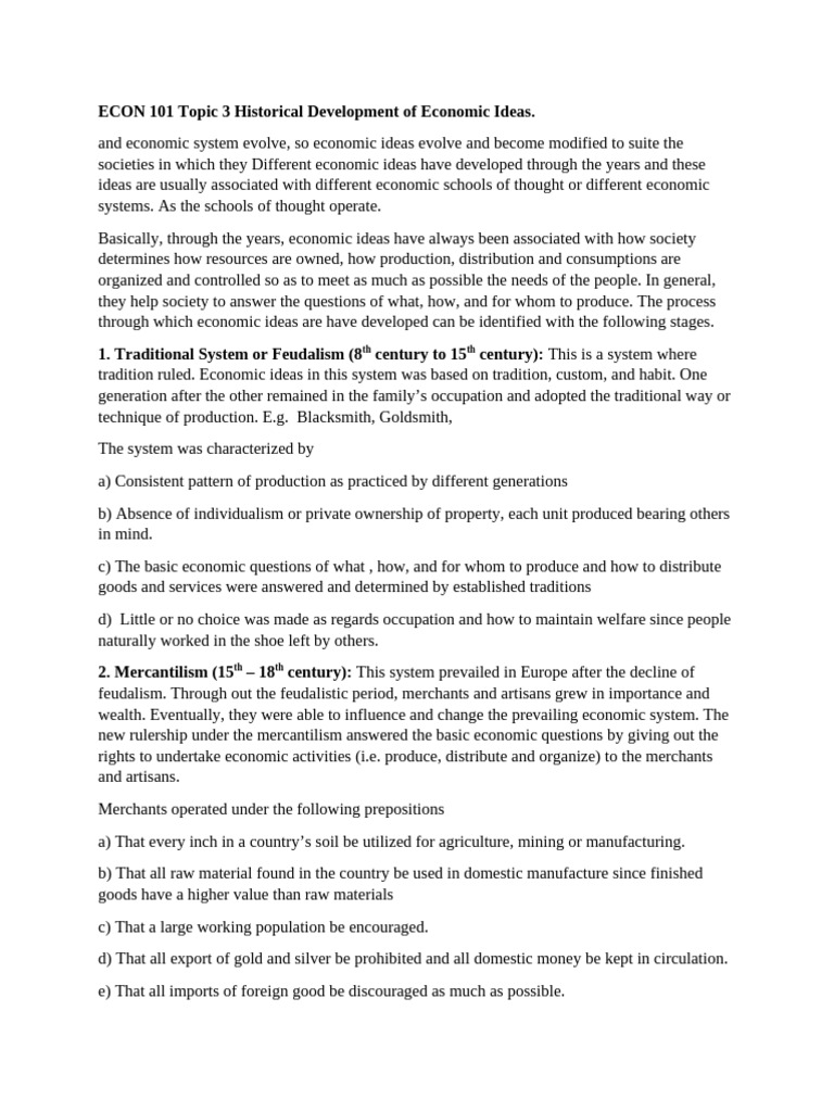 Evolution of Economic Ideas and Systems | PDF | Capitalism | Market ...