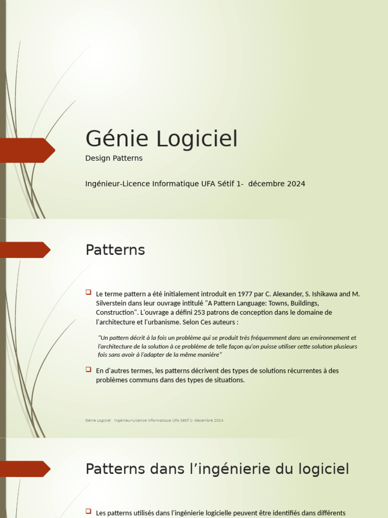 6.2 Design Patterns - Présentation | PDF | Patron de conception | Logiciel