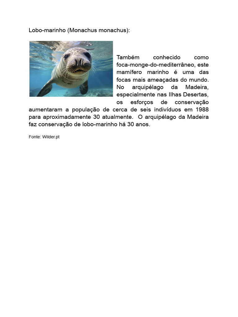 Conservação do Lobo-Marinho na Madeira | PDF