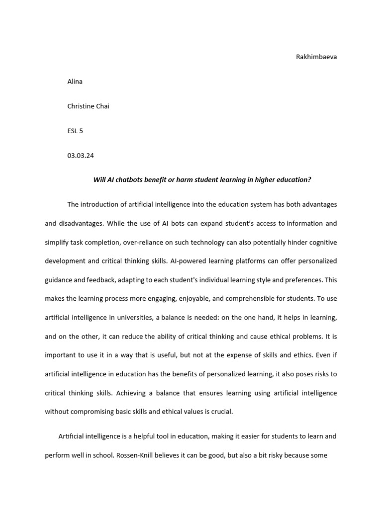 Paper #2-Argumentative Essay | PDF | Artificial Intelligence ...